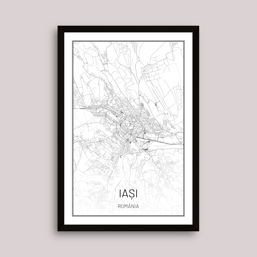 Harta Iasi - tablou harta inramat